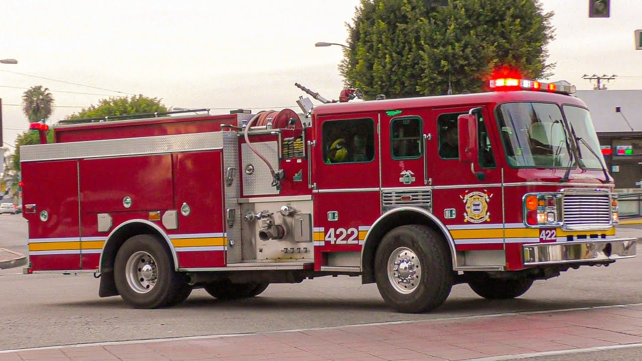 Compton Fire Dept. Engine 41 & Squad 441 Responding - YouTube