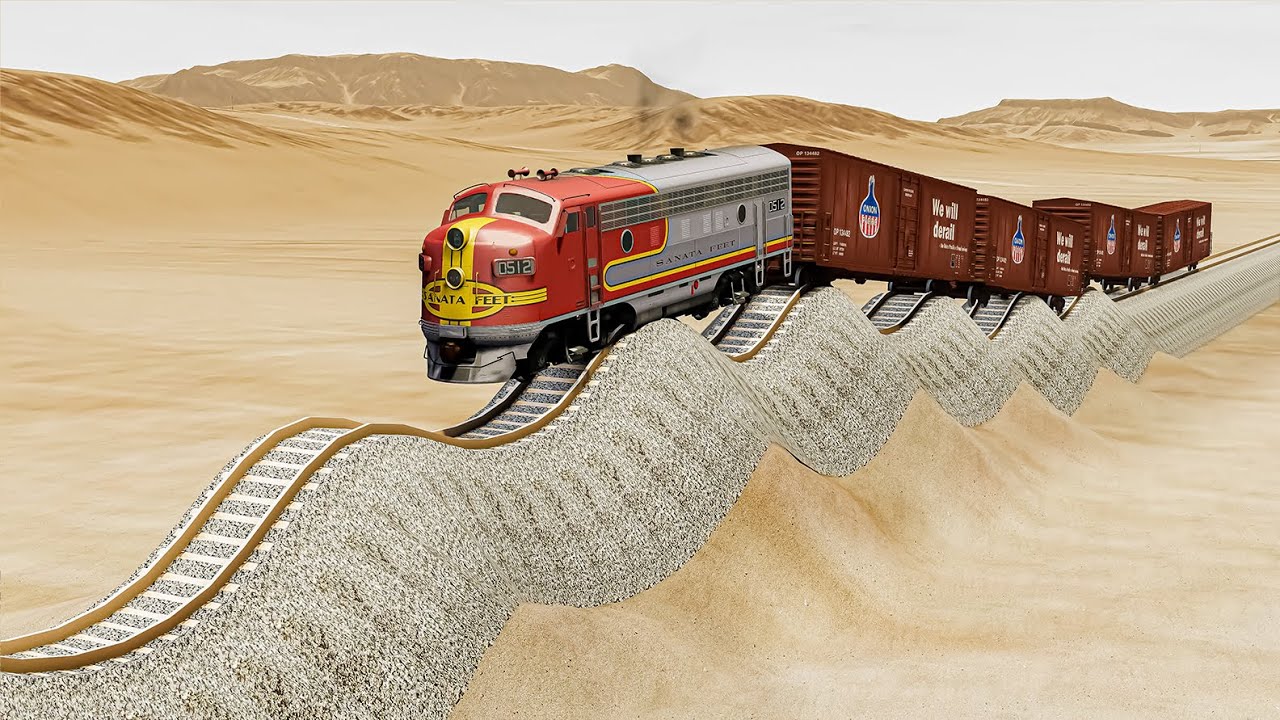 Bumpy Rail Tracks Vs Train Crossing Big Mistake on Rail Tracks - BeamNG ...
