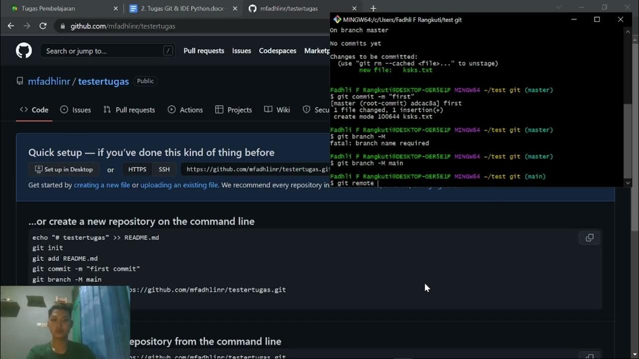 Cara Sinkronisasi file github menggunakan git command - YouTube