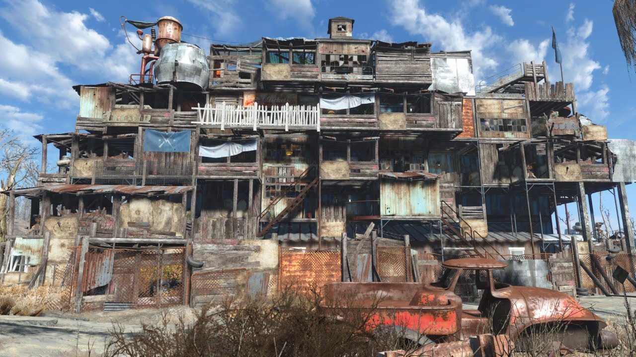 Starlight drive-in -'Scrap fort' settlement build (no mods) FALLOUT 4 ...