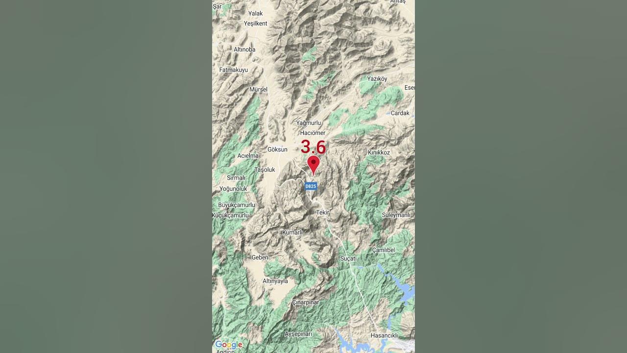 3.6 Kahramanmaraş Göksun depremi 20.11.2023 03:55:05 Adanaya 153km derinlik 2.2 km (jRustonApps ...