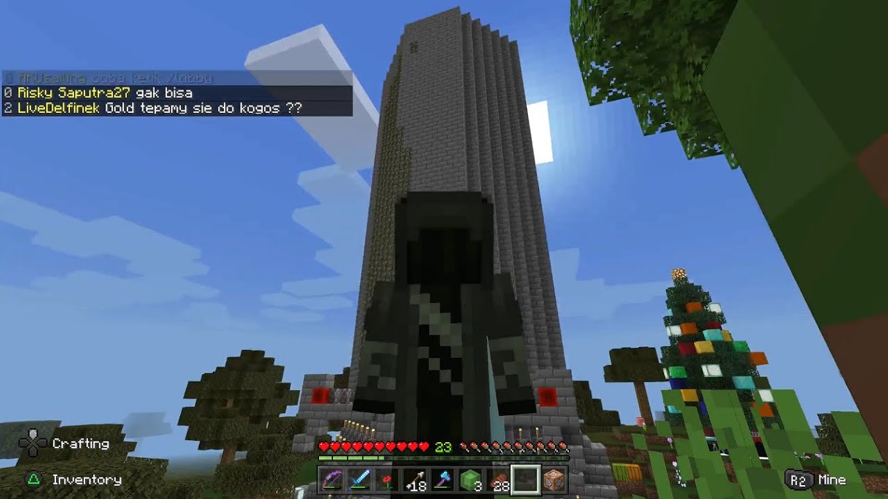Ps4 Minecraft Bedrock: My tower and Christmas Tree on Mineplex Survival ...