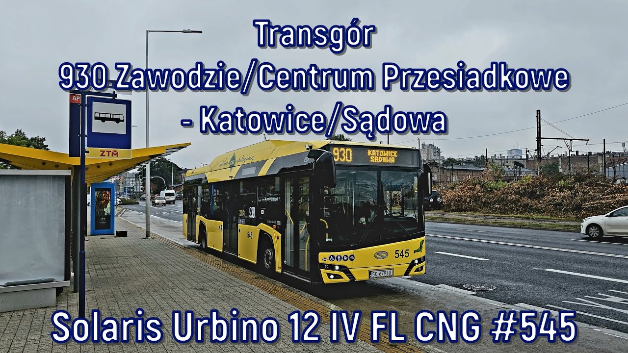 Transgór - linia 930, Solaris Urbino 12 IV FL CNG #545 - YouTube