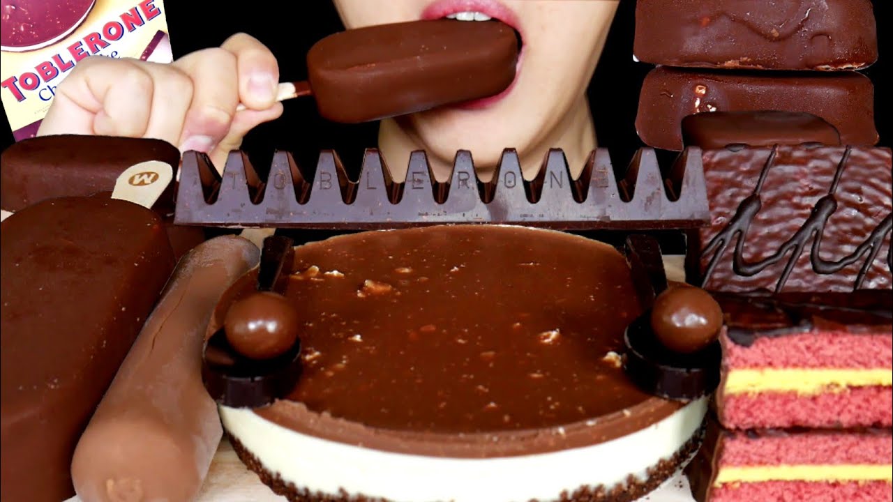 ASMR 🍫TOBLERONE CHEESE CAKE MAGNUM TICO ICE CREAM CHOCOLATE MUKBANG 토블론 ...