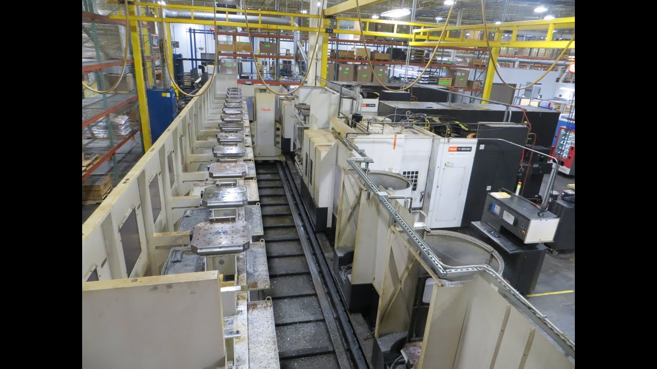 Mazak FMS with 2 Mazak HCN 5000II CNC Horizontal Machining Centers w ...