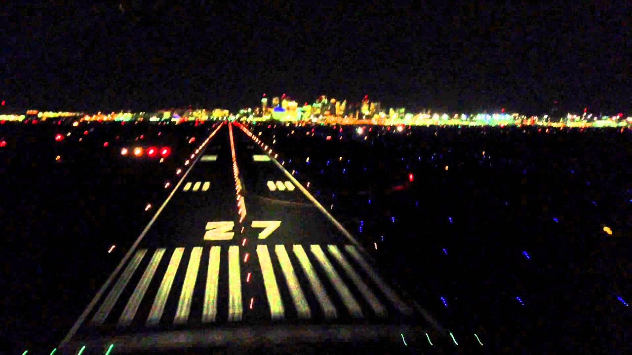 Boston BOS 27 ILS Approach at Night - YouTube