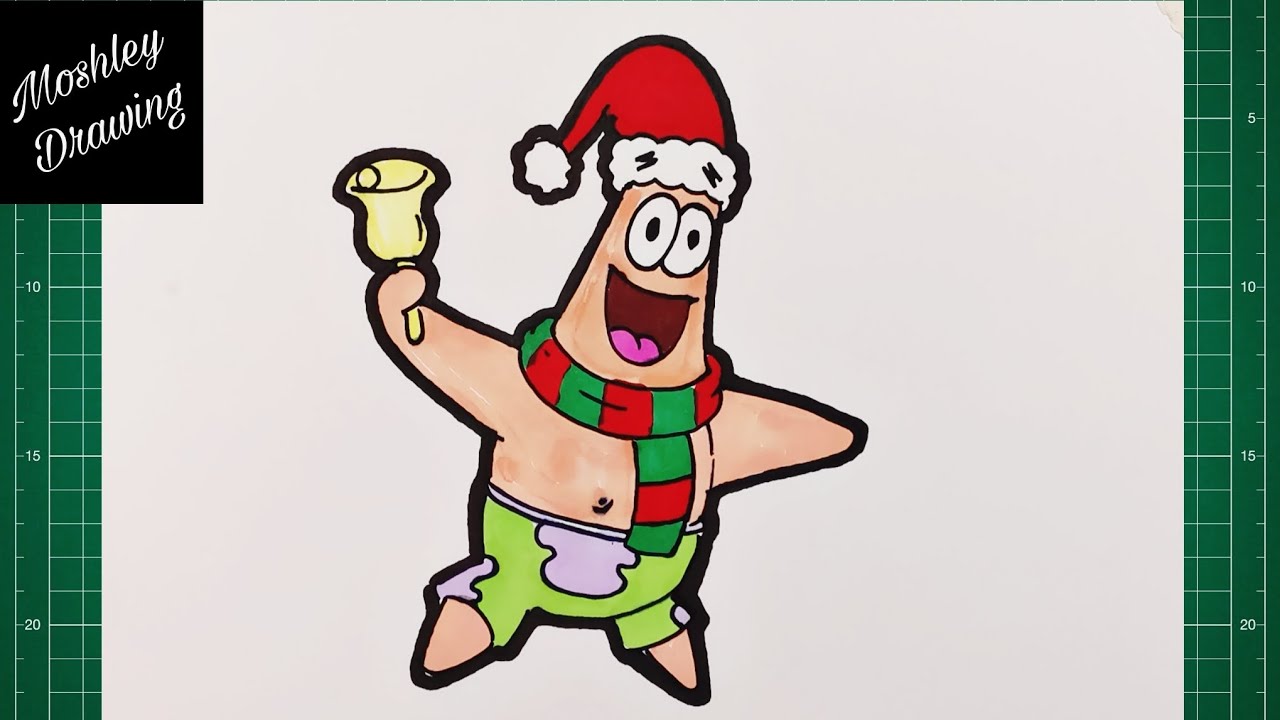 How to Draw Christmas Patrick Star - Christmas Characters Drawing - YouTube
