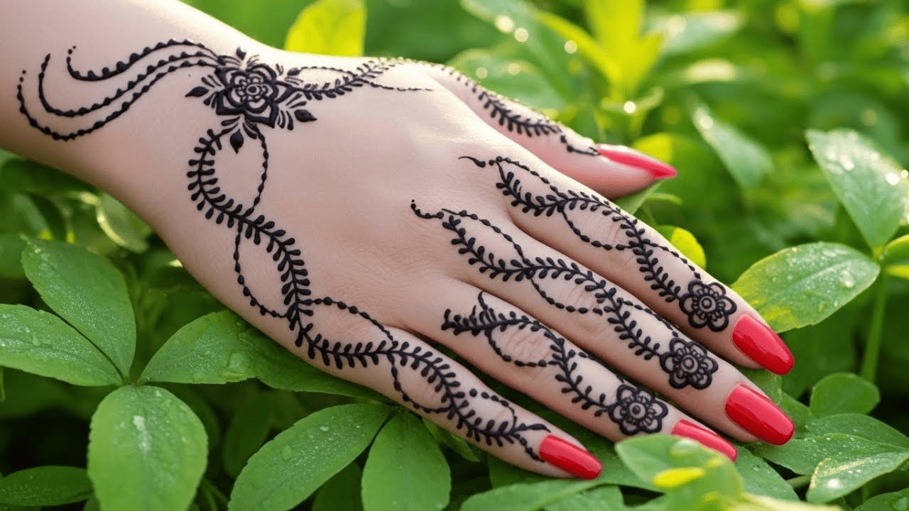 Leafy Vine Mehndi Design | Simple & Elegant Back Hand Mehndi 2025 ...