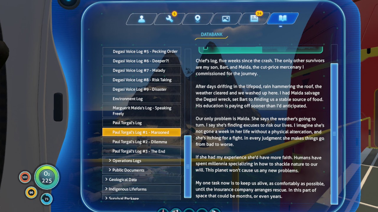 Subnautica Paul Torgal´s Log #1 - Marroned (Warning Spoilers) - YouTube