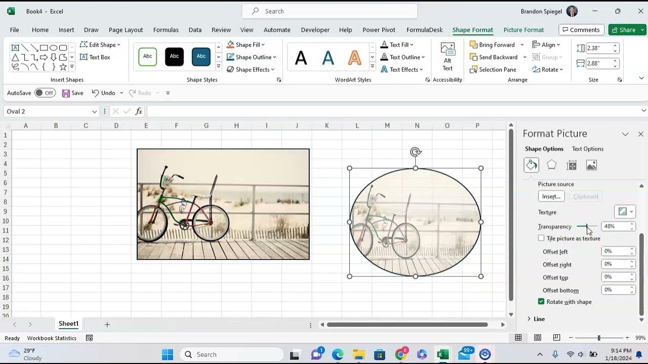 How To Fill A Shape With An Image In Microsoft Excel Msexcel Howto Tutorial Youtube