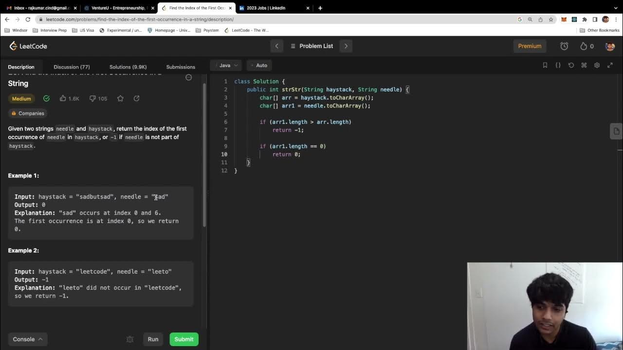 Find the Index of the First Occurrence in a String | Implement Strstr | Java - YouTube