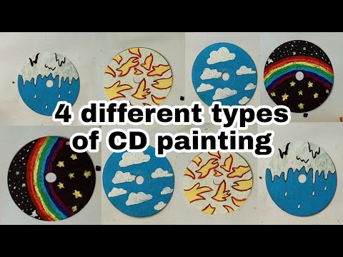 4 different types of CD painting// beautiful CD painting//handmade//cd decore #cdpainting #diycraft
