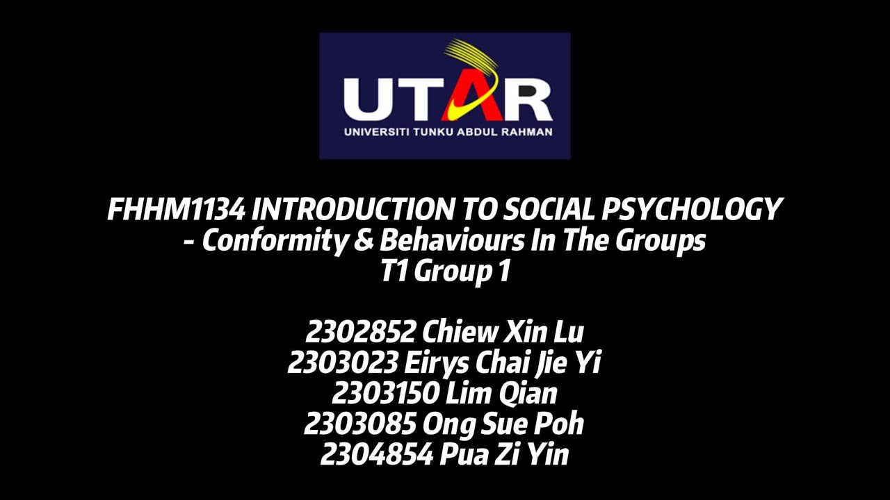 FHHM1134 Introduction to Social Psychology - Conformity & Behaviours In ...