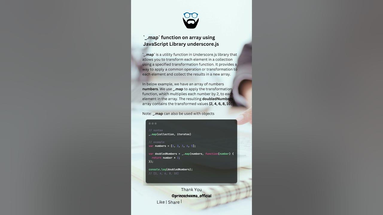 `map` Function On Array Using Javascript Library Underscorejs Shorts Youtube
