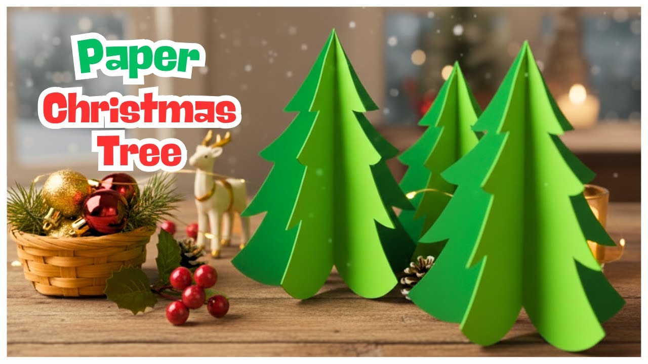 FASTEST 3D Paper Christmas Tree Tutorial! | EASY DIY Holiday Decor in 5 ...