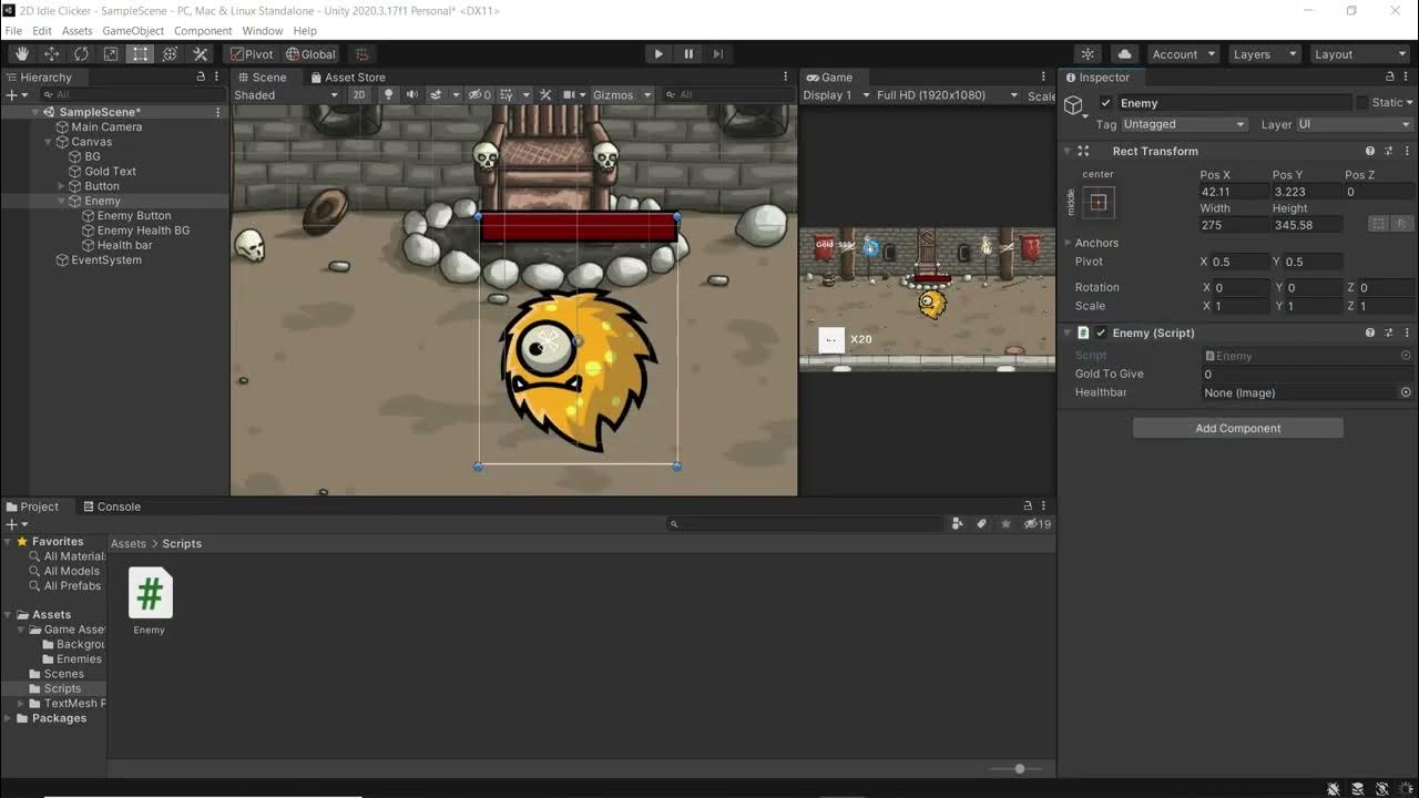 How to make Idle Game with Unity Tutorial # 6 Enemy Health - YouTube