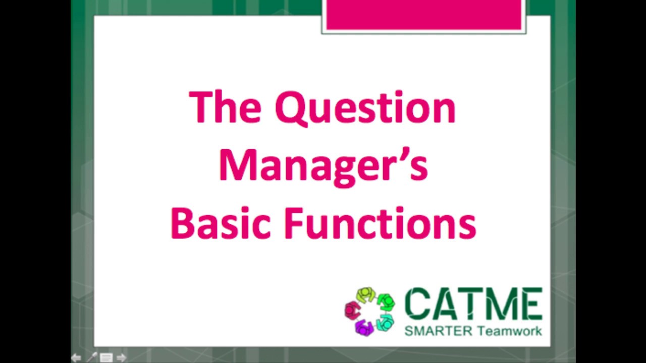 The Question Manager's basic functions - YouTube