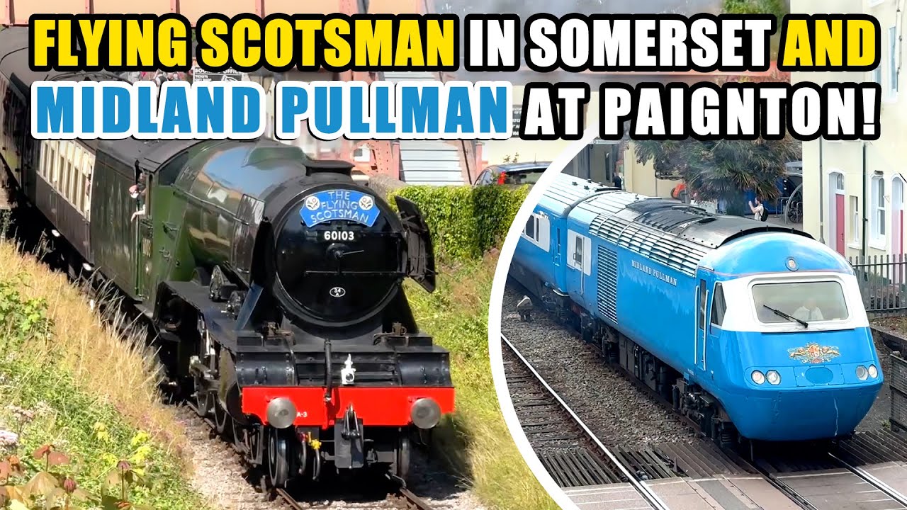 60103 FLYING SCOTSMAN on the WEST SOMERSET + MIDLAND PULLMAN 43047 ...