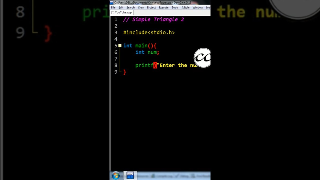 Simple Inverted Right Triangle Pattern Using C Programming Part 1 2393