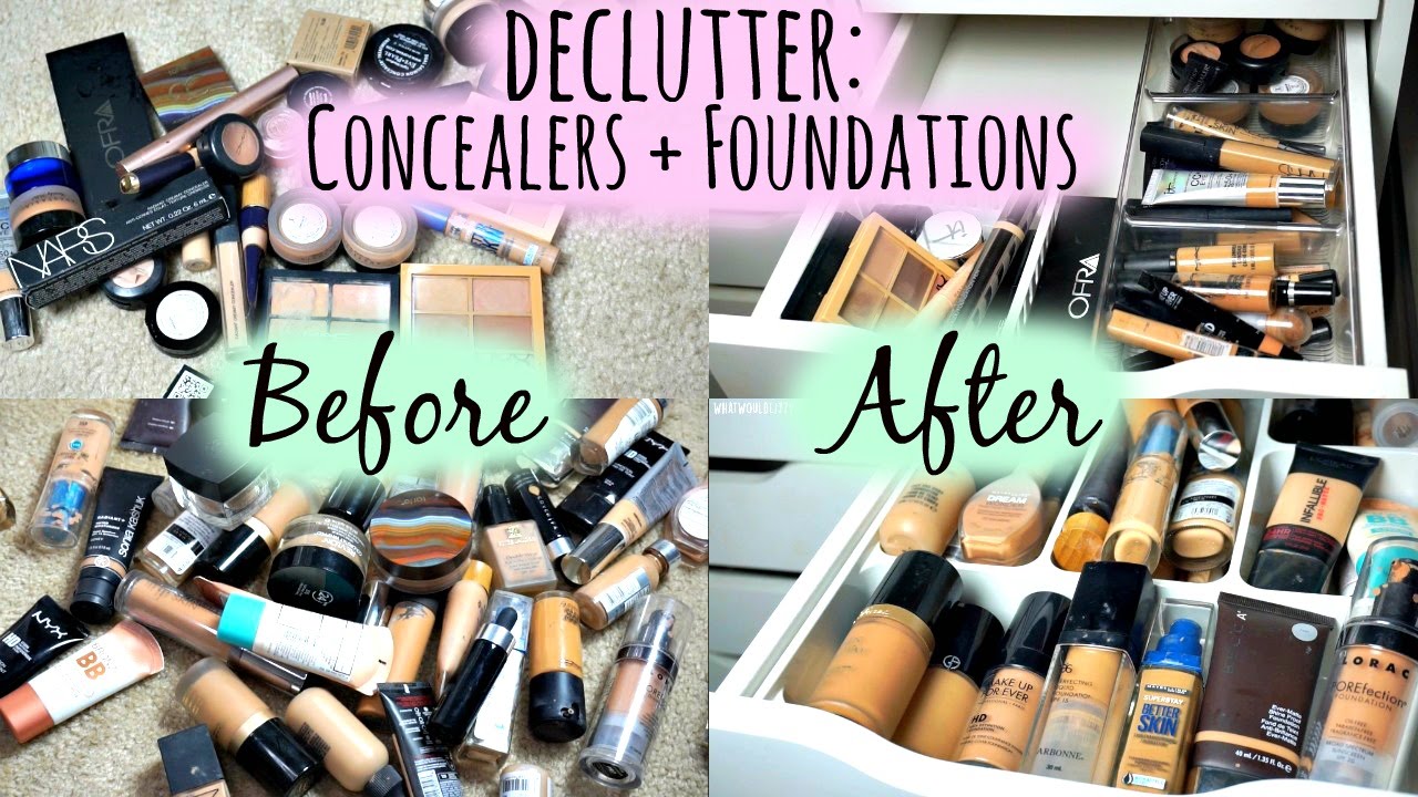 MAKEUP DECLUTTER 2016: CONCEALERS + FOUNDATIONS - YouTube