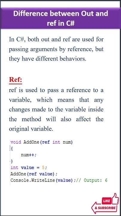 Difference between Out and Ref in C# #csharpinterviewquestions - YouTube