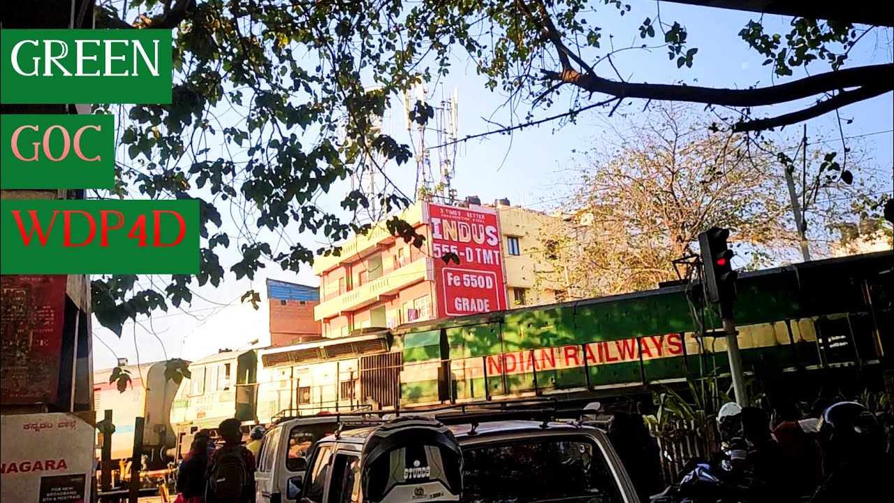 GREEN EMD - GOC WDP4D Honking & Humming At Level Crossing Hauling ...