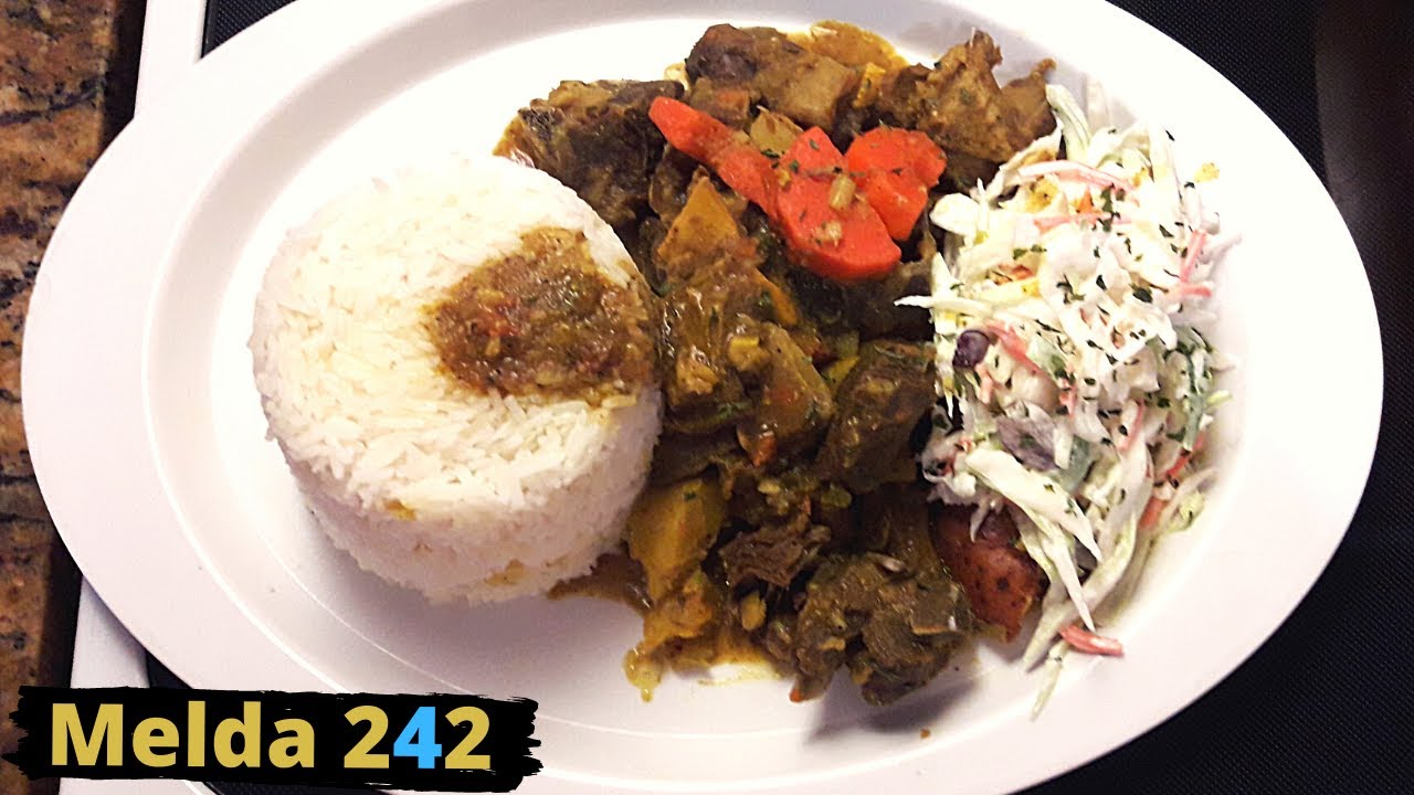 CURRY MUTTON, WHITE RICE AND COLE SLAW | BAHAMIAN COOKING - YouTube
