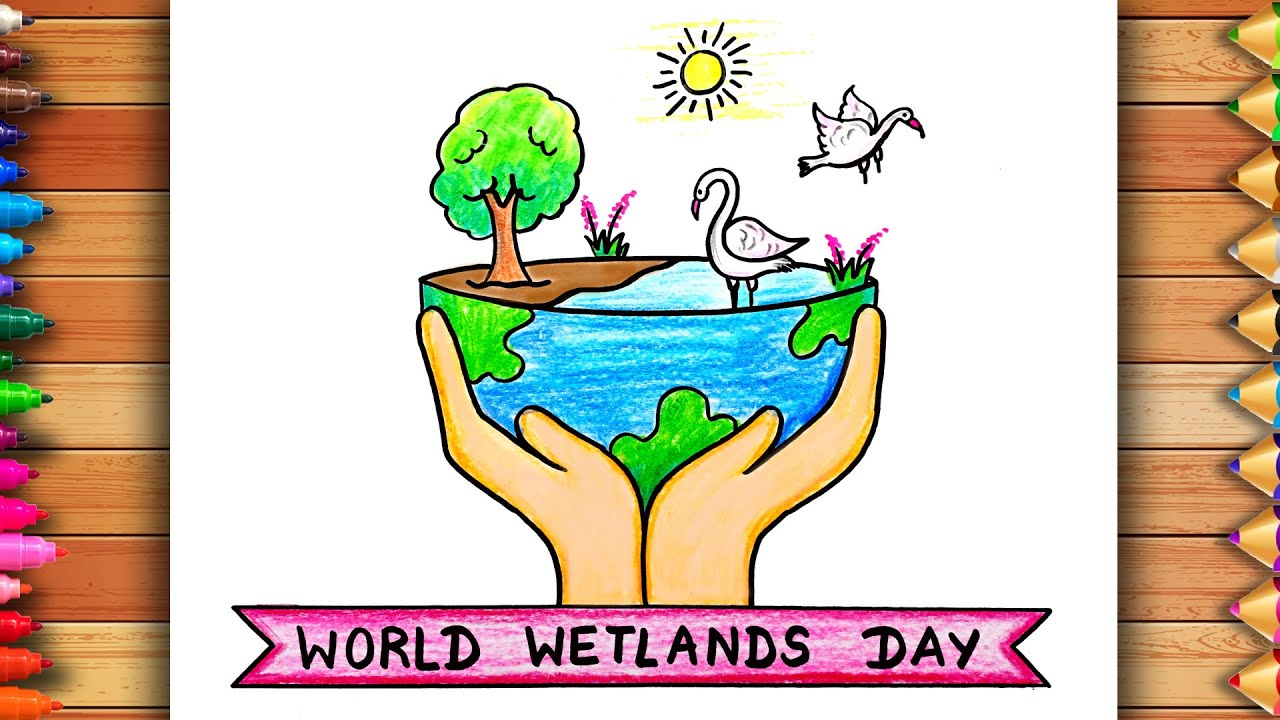 World Wetlands Day Easy Drawing | World Wetlands Day Poster | World ...