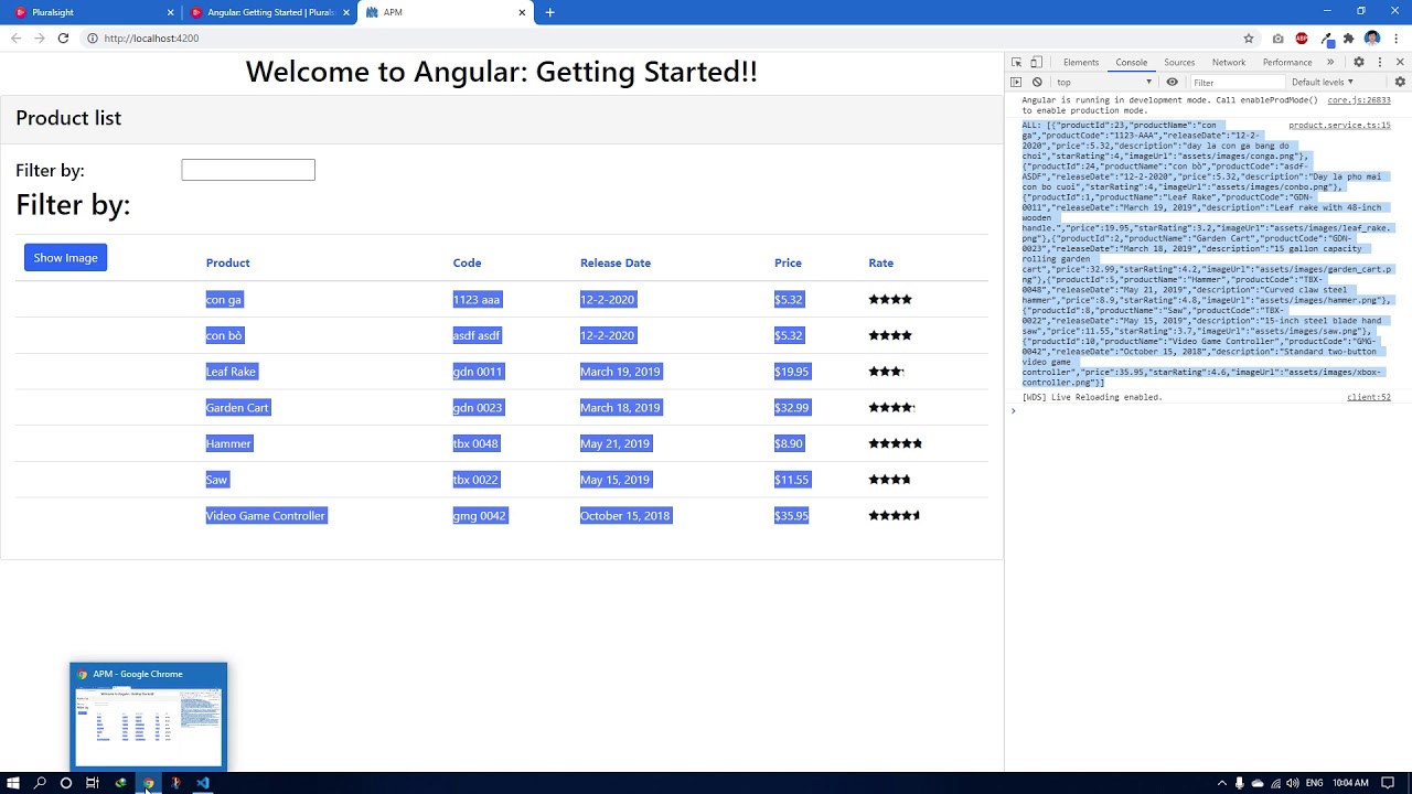 Angular Dùng HttpClientModule để lấy danh sách sản phẩm định dạng json ...