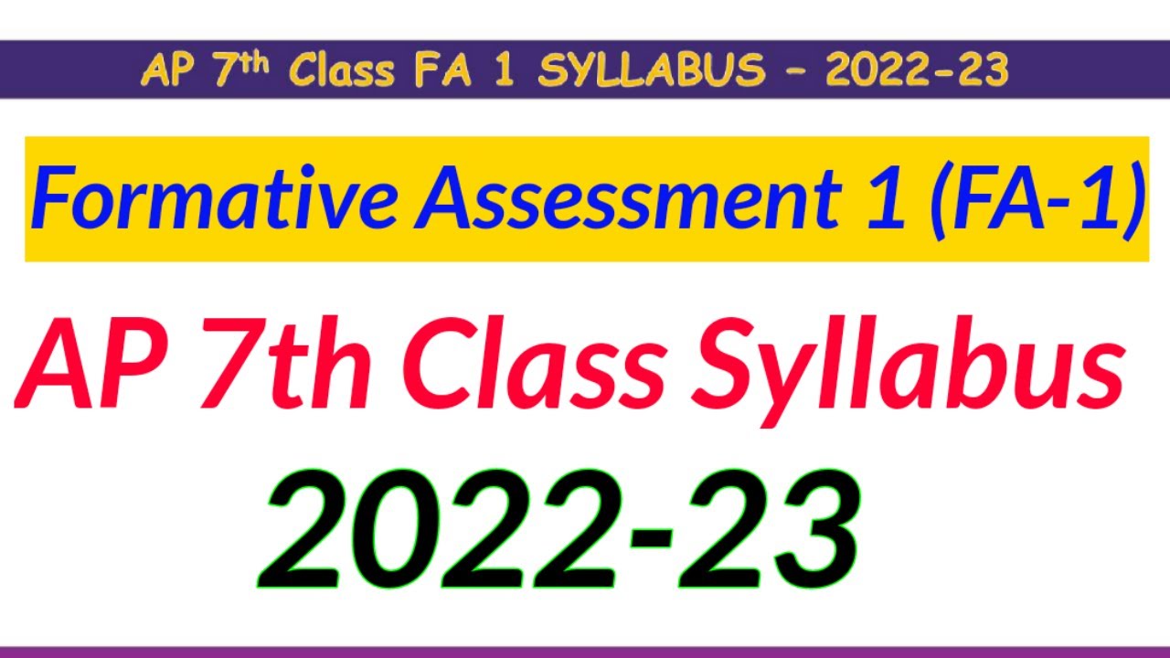 Formative Assessment 1 (FA-1)|| AP 7th Class Syllabus|| 2022-23|| - YouTube
