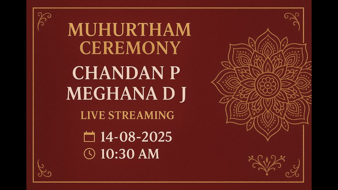 Chandan P & Meghana D J || Muhurtham Ceremony Live Streaming || 14-08-2025 @ 10:30 AM - YouTube
