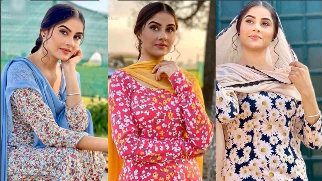 Printed Punjabi suit designs 2021 | floral print suit design, punjabi ...