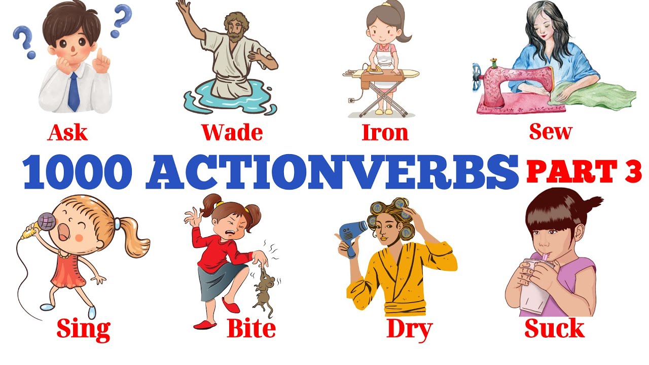 1000 Action Verbs with Pictures | Learn Common Action Words for Daily ...