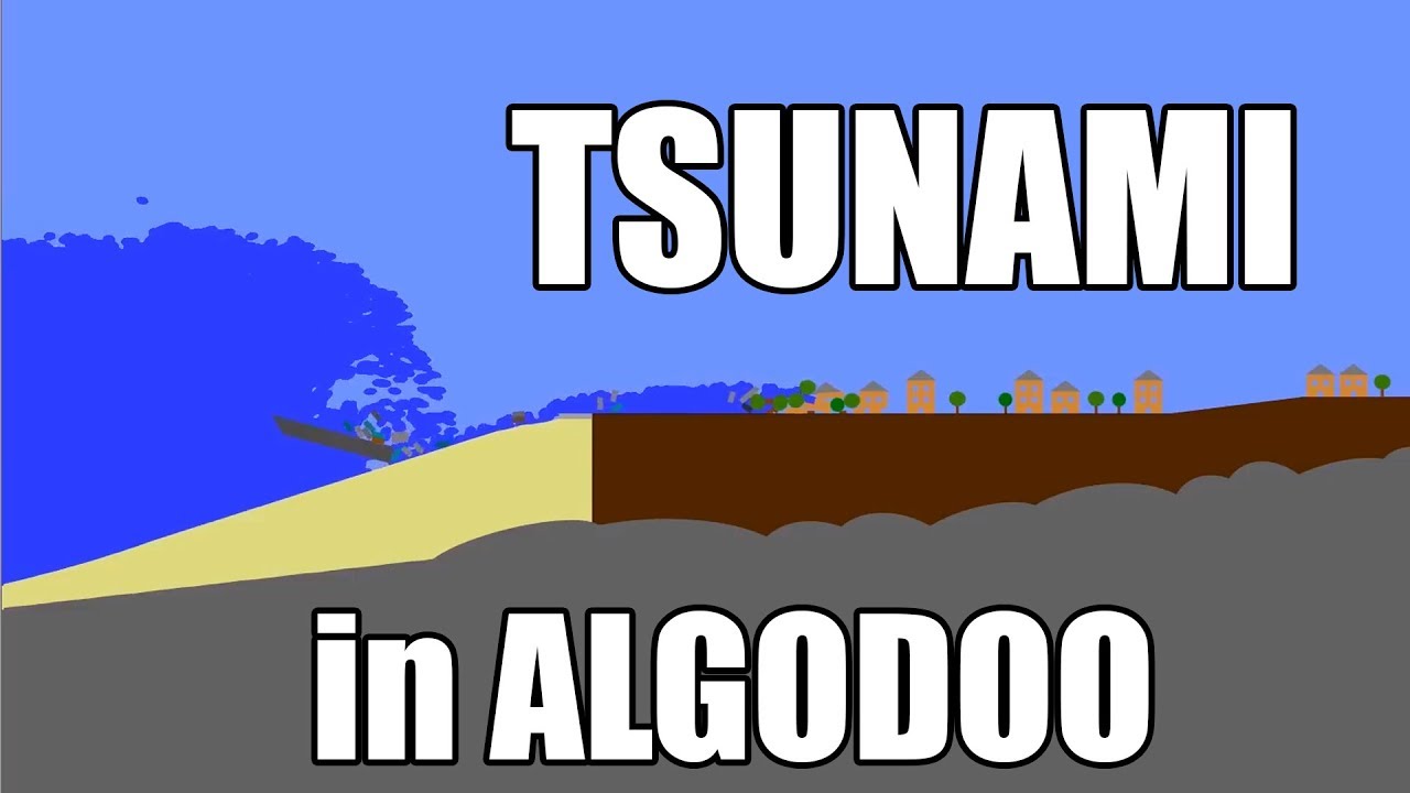 Algodoo Tsunami Wiping out Small Town - Giant Simulated Tsunami ...