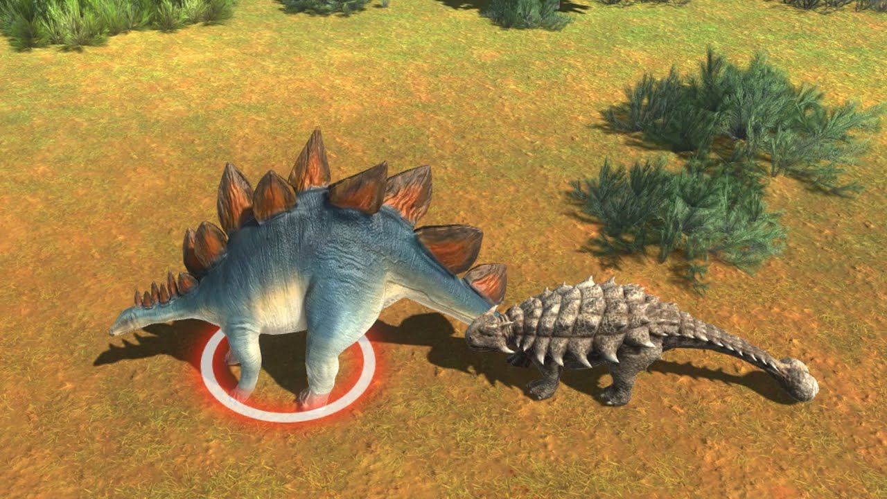 A Fighting In The Jungle Ankylosaurus Vs Steganosaurus - Epic Fight ...