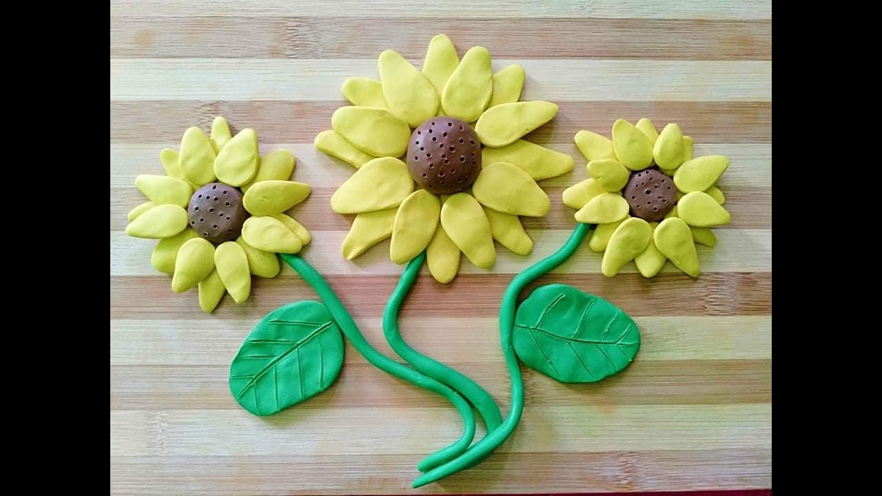 How to make Sunflower from modelling clay - YouTube