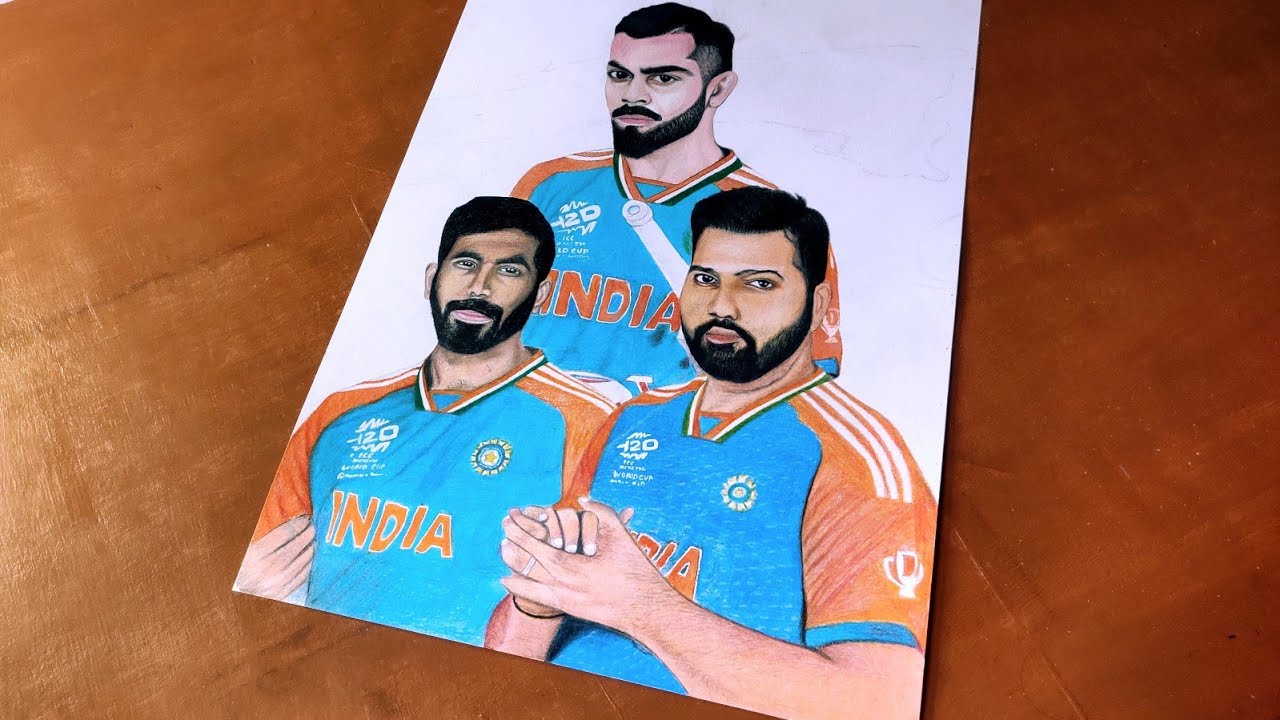 Rohit Sharma Drawing, colour pencils on a paper - YouTube
