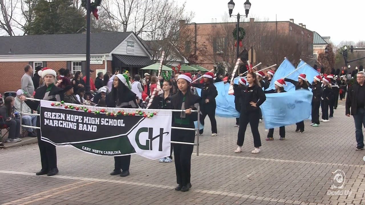 Green Hope HS Marching Band in the 2021 Cary Christmas Parade - YouTube