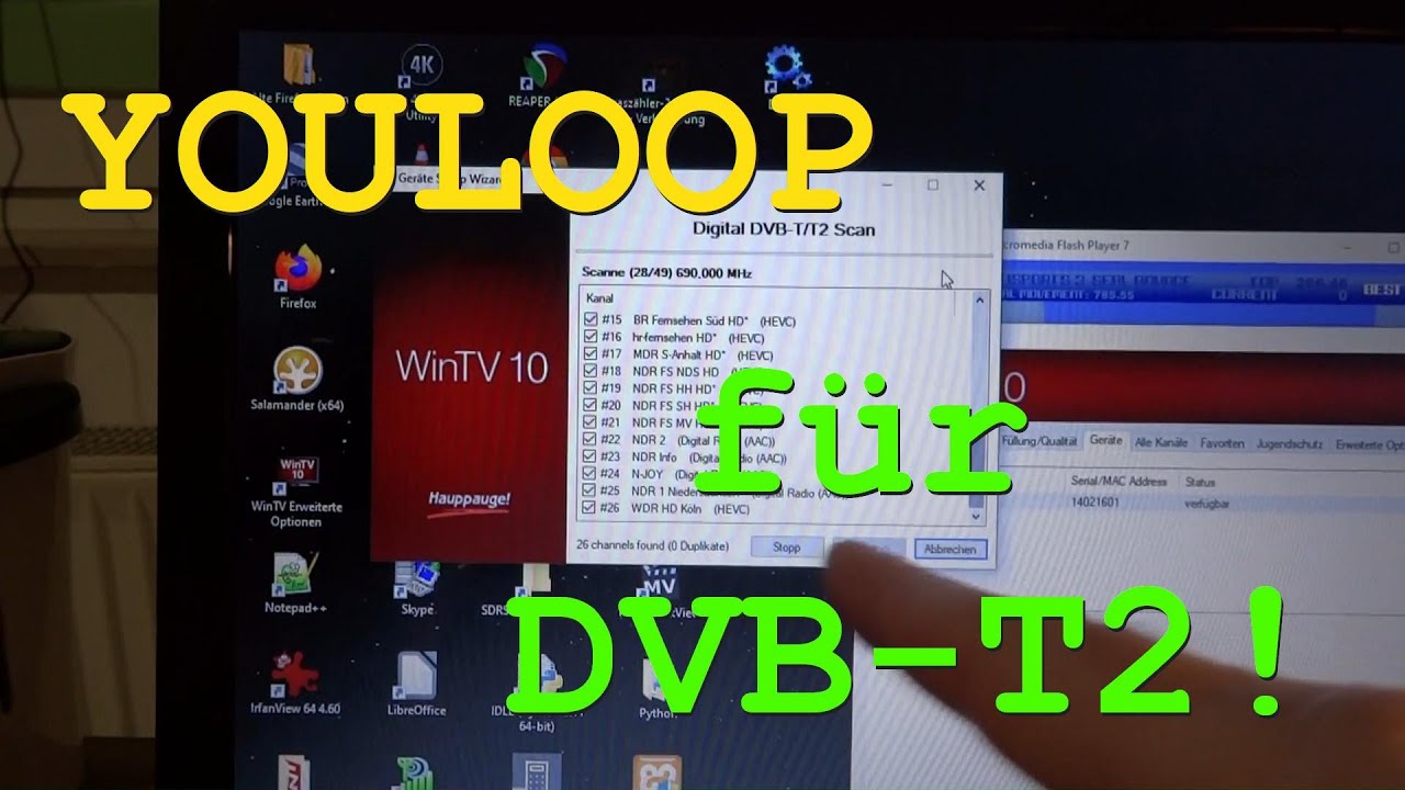 Passive Youloop Antenne geht super für DVB-T2 ! WinTV-soloHD - YouTube