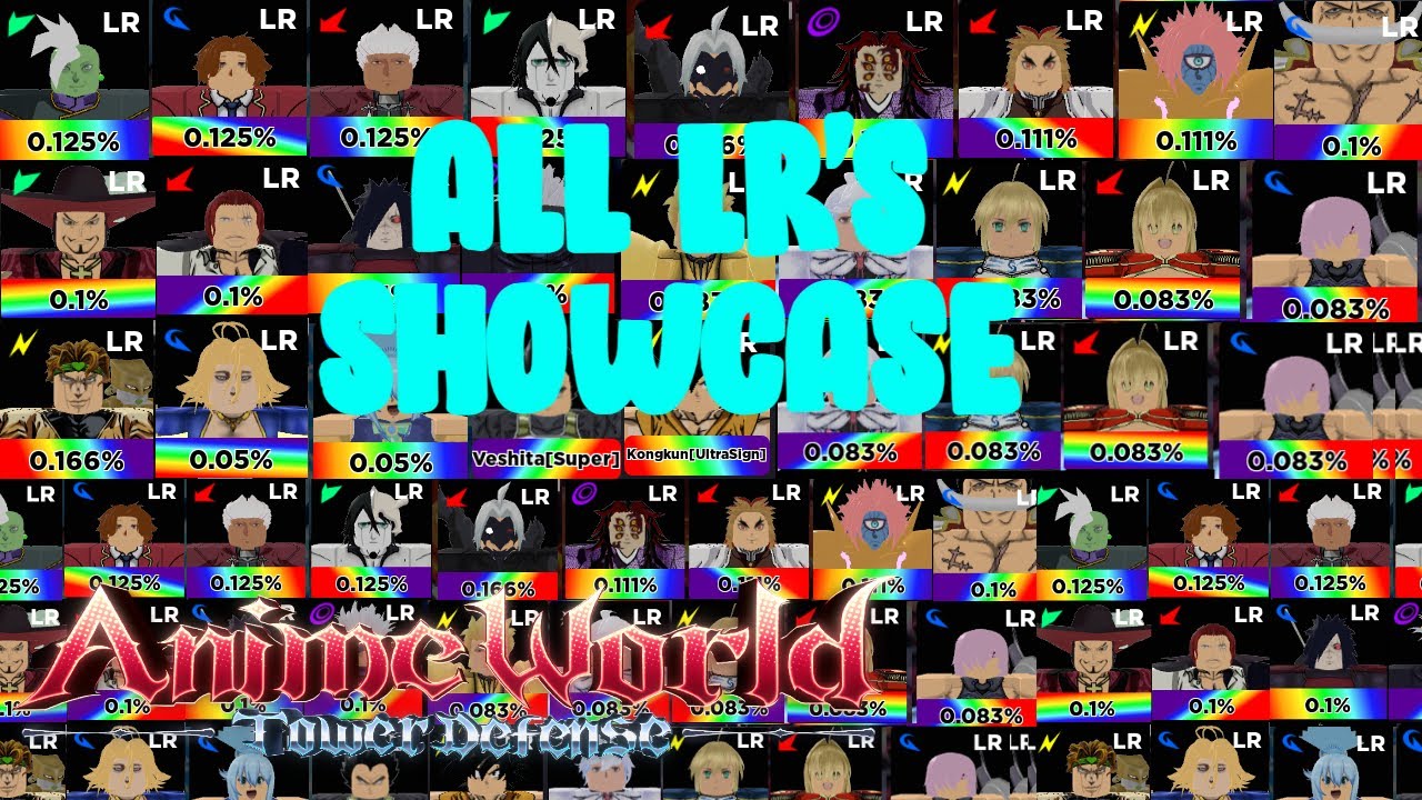 All LR'S Showcase anime world tower defense - YouTube