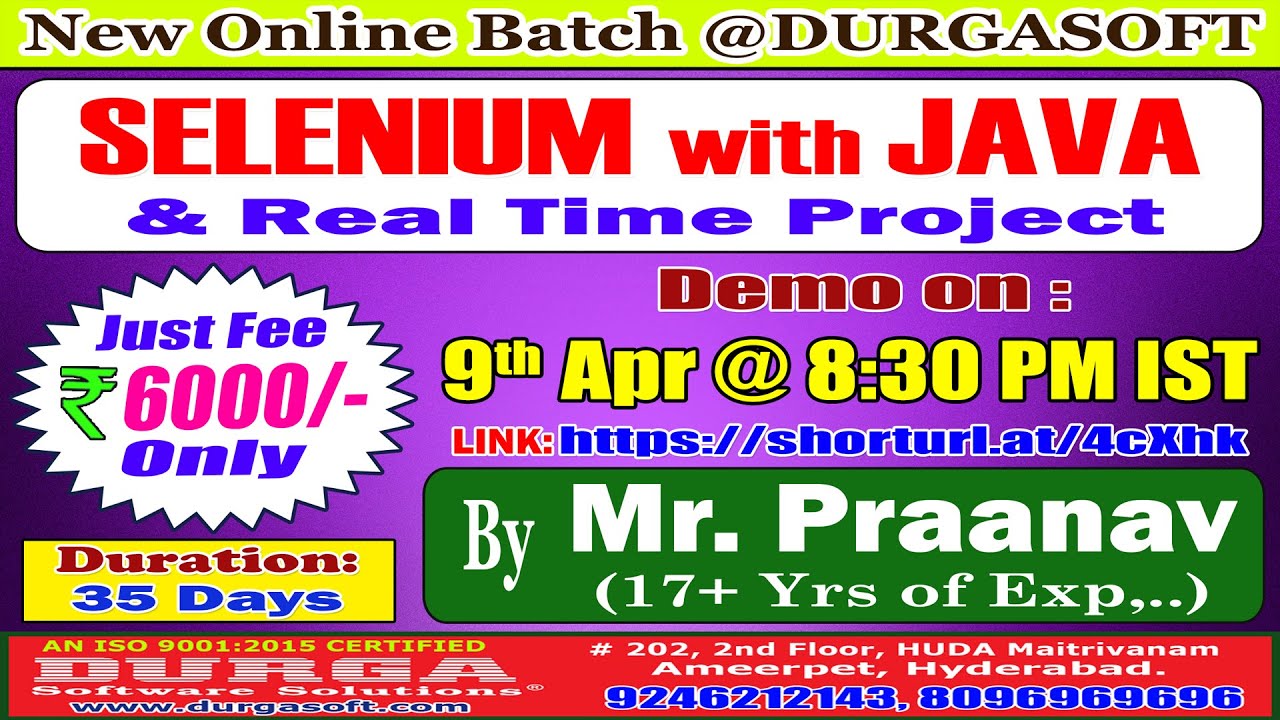 SELENIUM with JAVA Online Training @ DURGASOFT - YouTube
