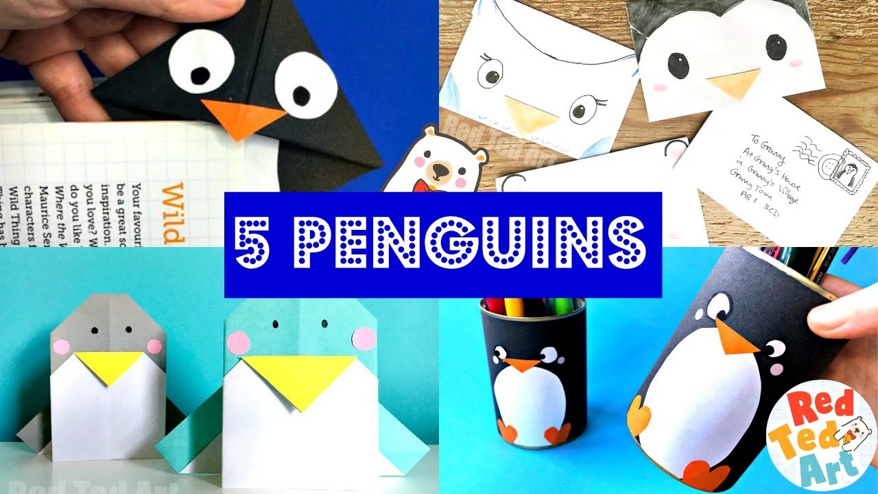 5 Paper Penguin Crafts - fun with Penguin DIYs for Winter - YouTube