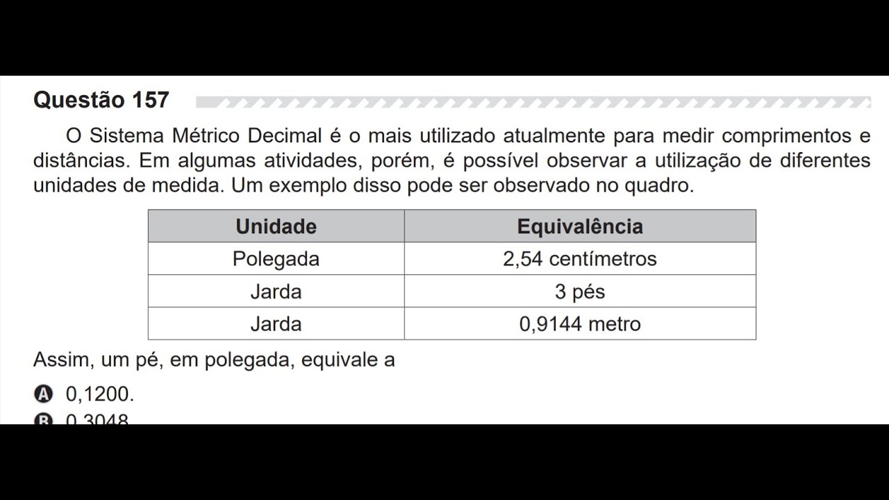 ENEM 2019 - Questão 157 Cinza - Pé, Polegada e Jarda - YouTube