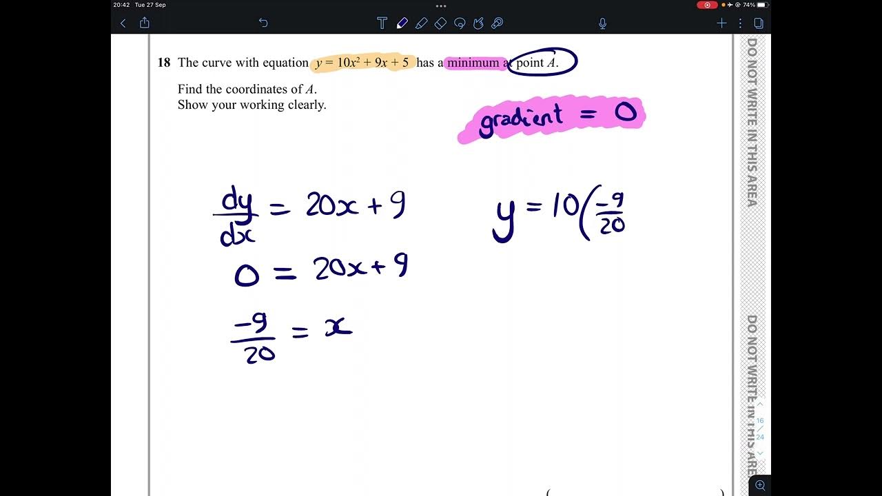 2017 01 3H IGCSE Edexcel Higher Old Spec Question 18 Calculus ...