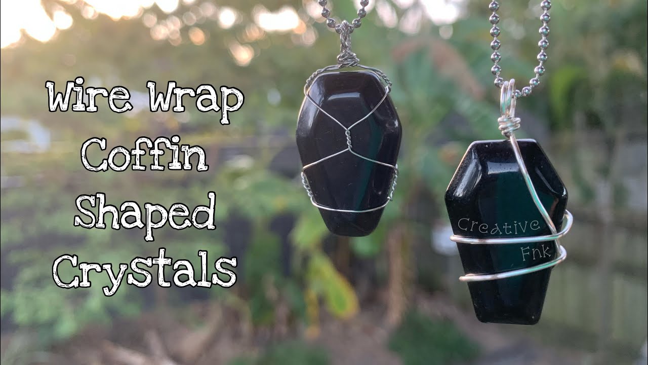 How to wire wrap a coffin shaped crystal! 2 x simple designs. 🎃 👻 ⚰️ ...