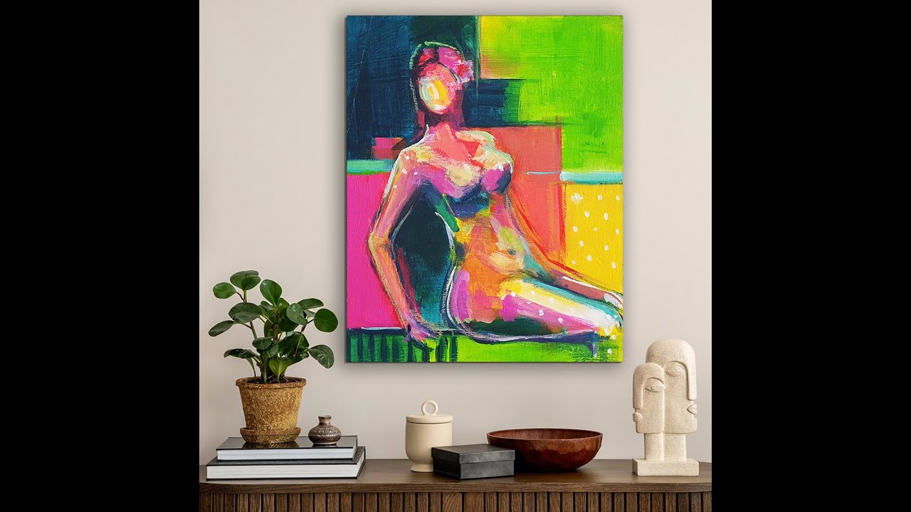Abstract woman painting tutorial / acrylic painting / modern art ...