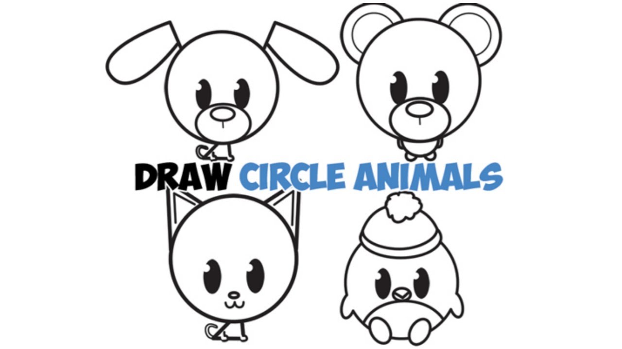 Learn how to draw cute circle animals step by step - YouTube