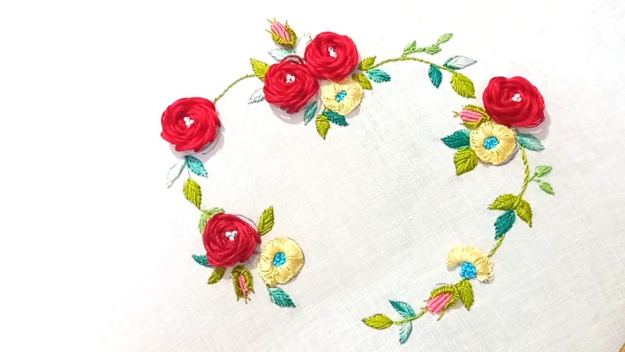 3d Red Rose Flower Hand Embroidery #3dembroidery #embroidery # ...