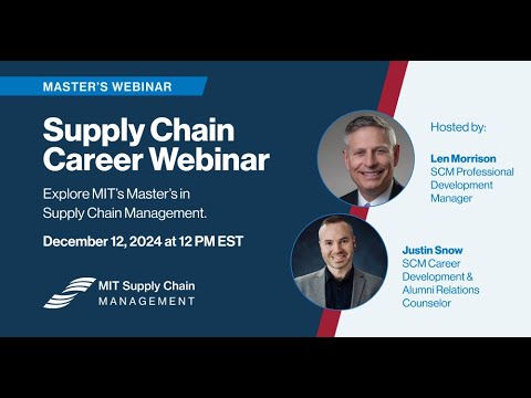 MIT Supply Chain Management Career Development Webinar - YouTube