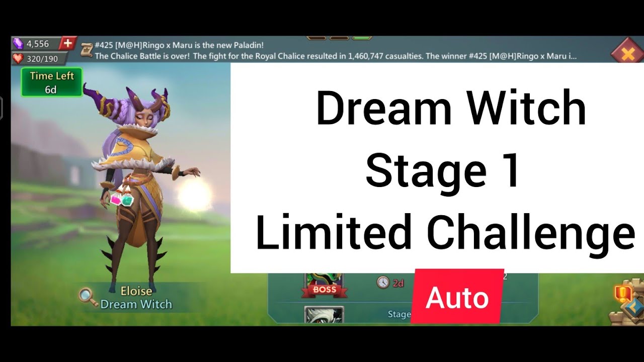 Lords Mobile | Dream Witch Stage 1 Auto | Limited Challenge | MG TRAP ...